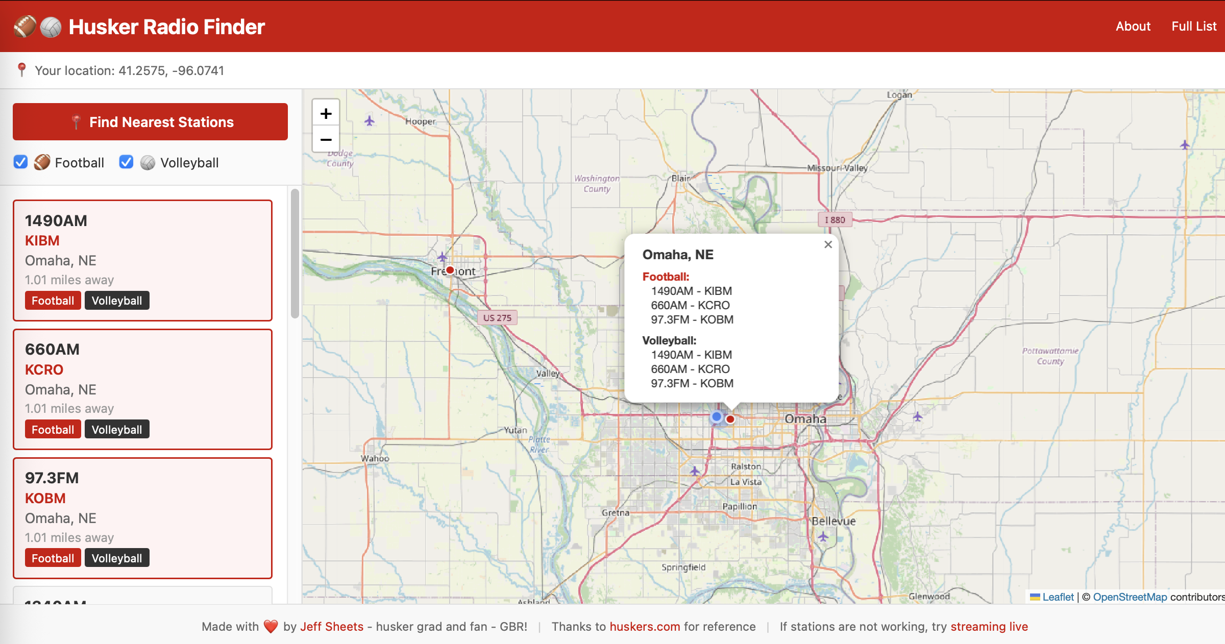 Find Husker Radio Near Me - GPS Location Finder